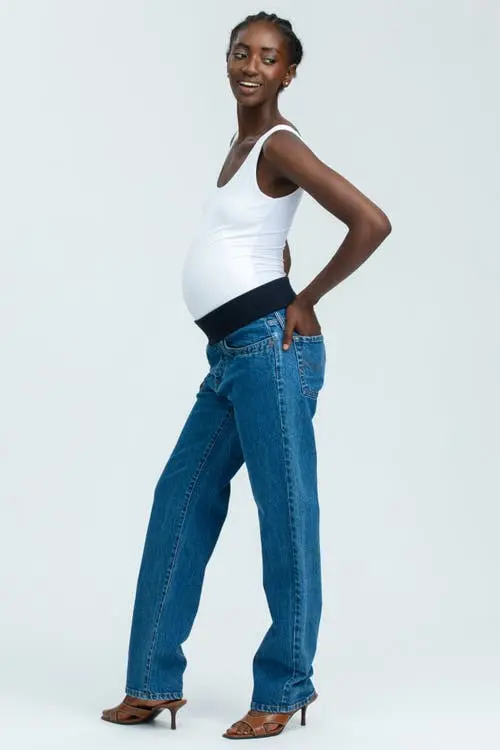 PIETRO BRUNELLI Regular Straight Leg Maternity Jeans - Medium Stoned
