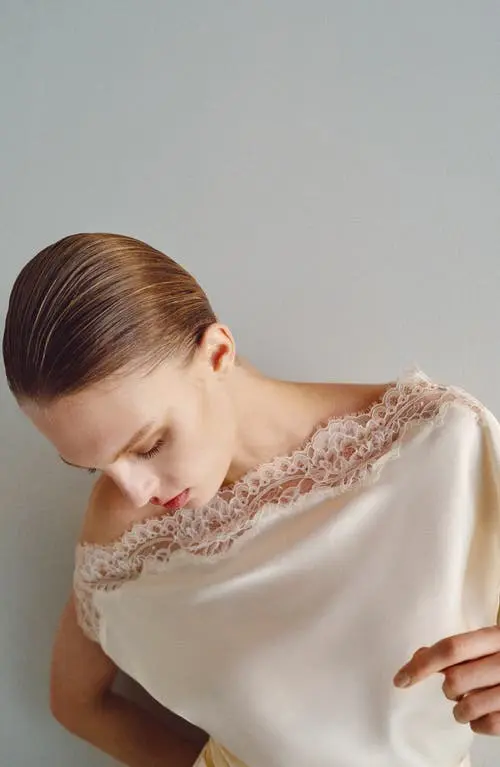 Mango Asymmetric Lace & Satin Shirt