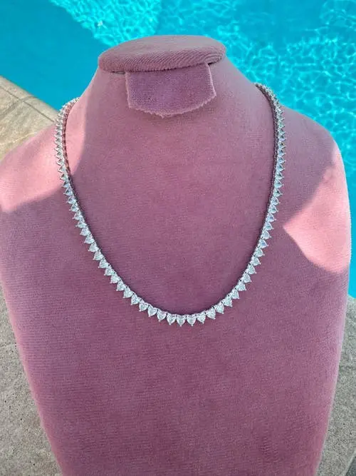 GEMMA AZZURRO Heart Tennis Necklace