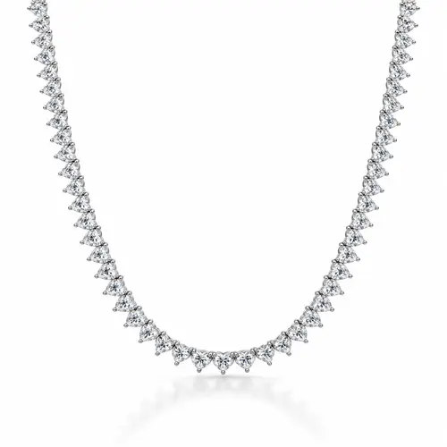 GEMMA AZZURRO Heart Tennis Necklace - Silver