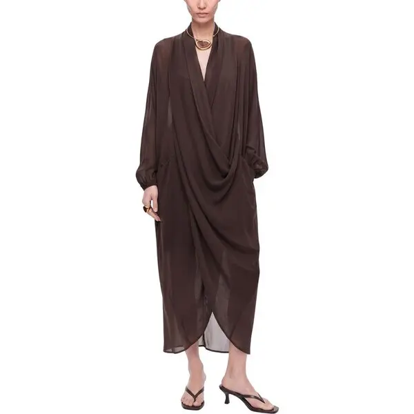 NOCTURNE Draped Wrap Maxi Dress