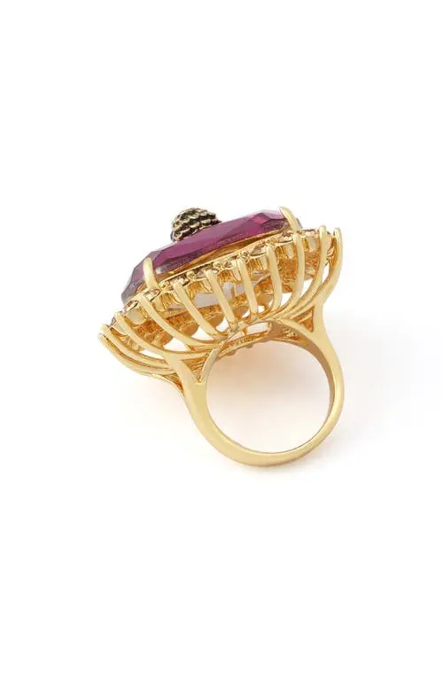 Kurt Geiger Pavé Spike Framed Gemstone Cocktail Ring