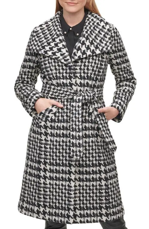 Karl Lagerfeld Paris Puff Sleeve Belted Coat
