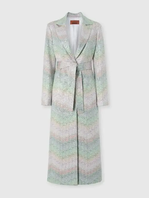 Missoni Duster Coat With Belt And Sequin Applications - Multicoloured