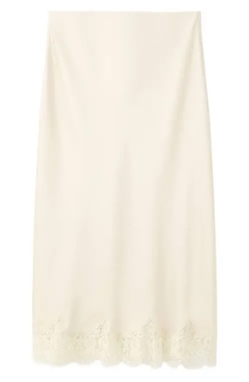 Mango Satin & Lace Midi Skirt - Ecru