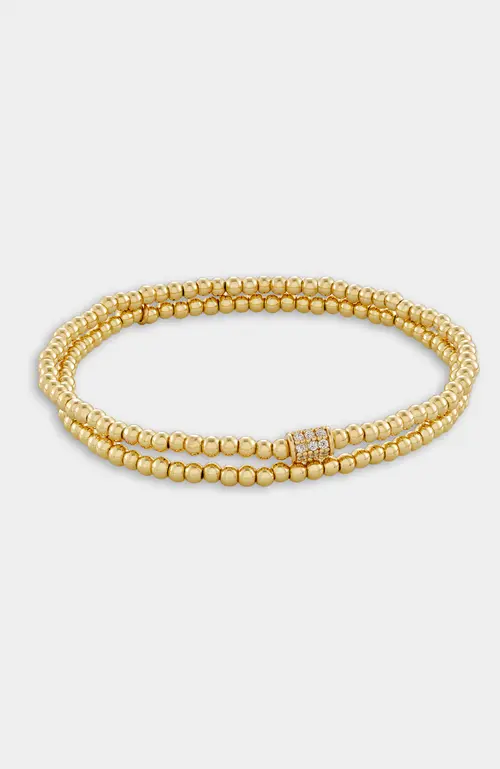 Stella & Dot All Day 3mm Beaded Stretch Bracelet Set - Gold