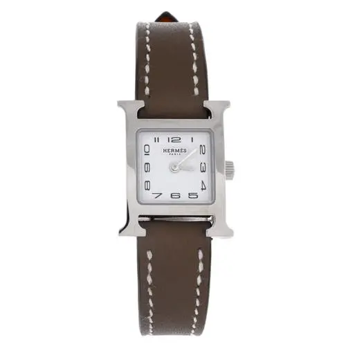 Hermès Heure H Quartz Watch Stainless Steel And Leather 17 - Grey