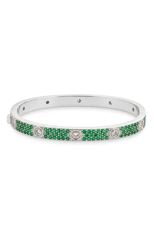Sterling Forever Lumire 14k Plate Cubic Zirconia Bangle - Silver