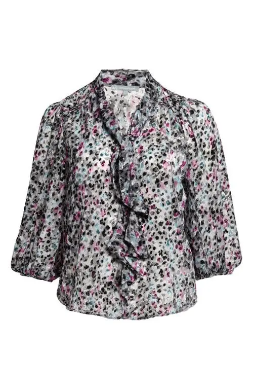 Wit & Wisdom Burnout Velvet Tie Neck Top