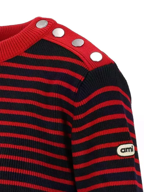 AMI Paris Striped Button-detail Sweater