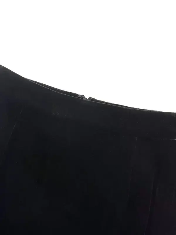 Shanghai Tang Front-slit Silk Velvet Midi Skirt - Black