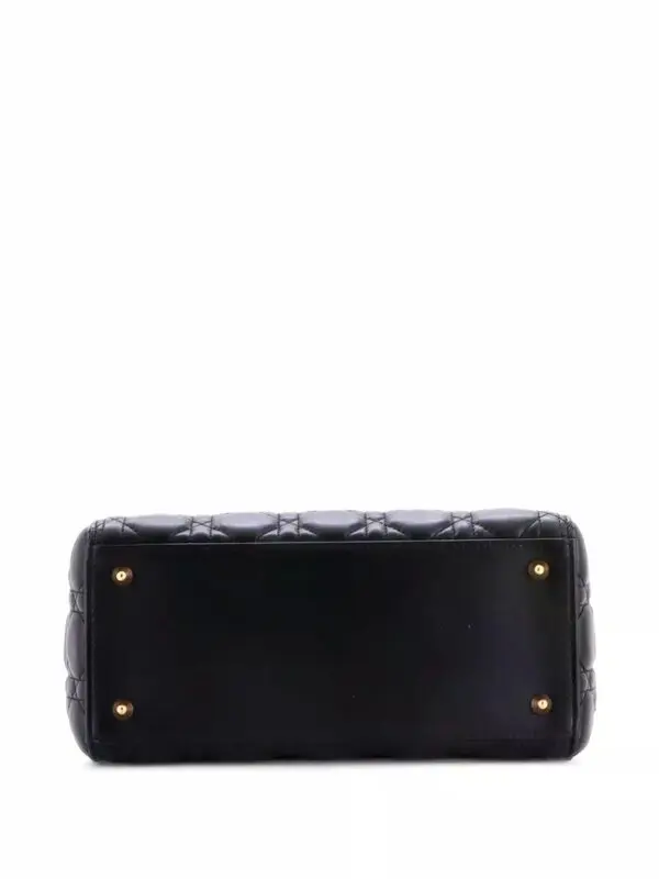 Dior Lady Bag Cannage Quilt Lambskin Medium Satchel - Black