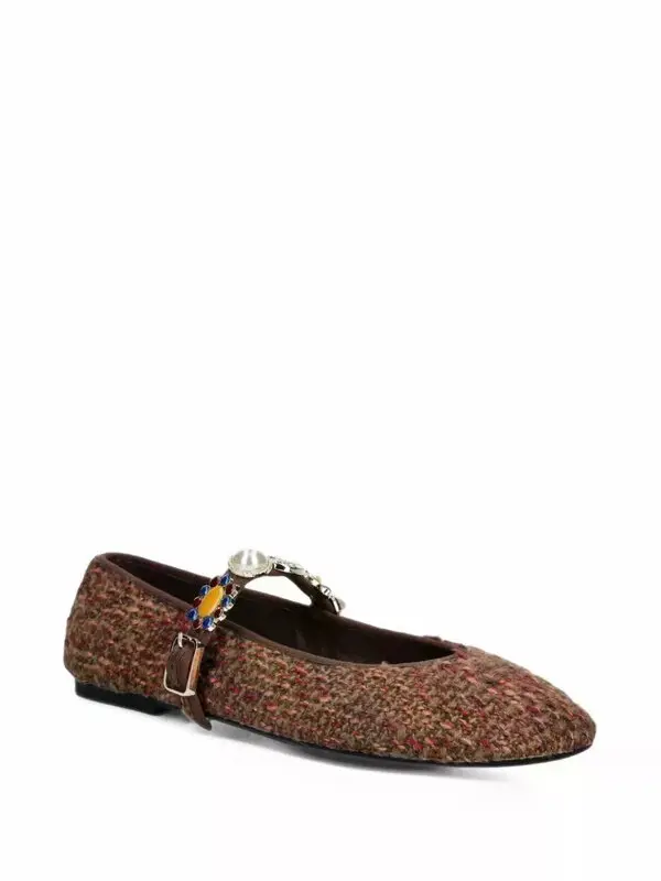 Jeffrey Campbell Amarissa Embellished Tweed Ballet Flats