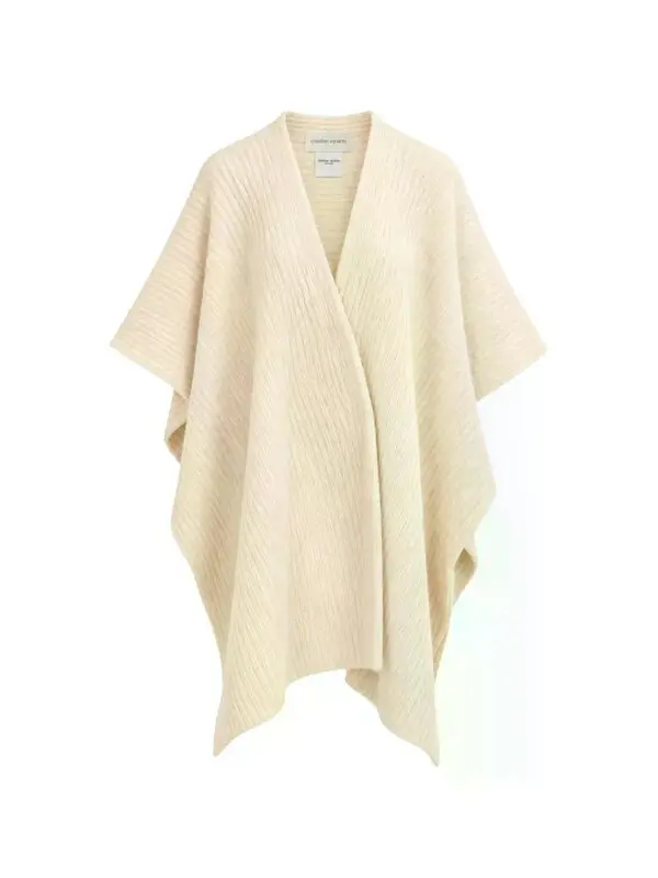 Christian Wijnants Ribbed-knit Draped Poncho - Neutrals