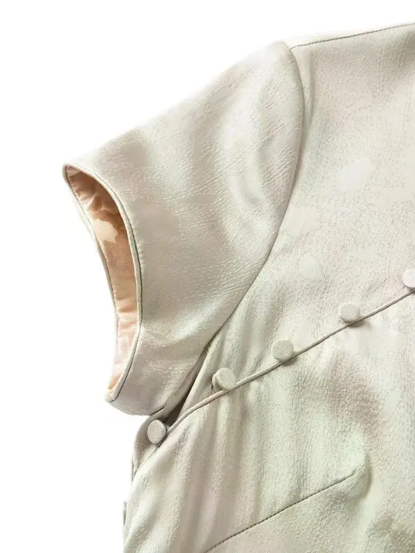 Shanghai Tang Qipao Maxi Dress - Silver