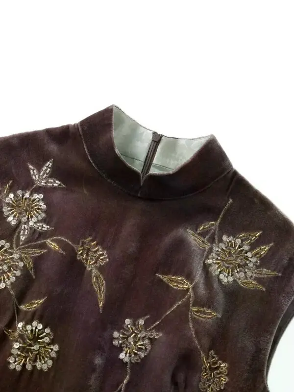 Shanghai Tang Qipao Beaded Mini Dress