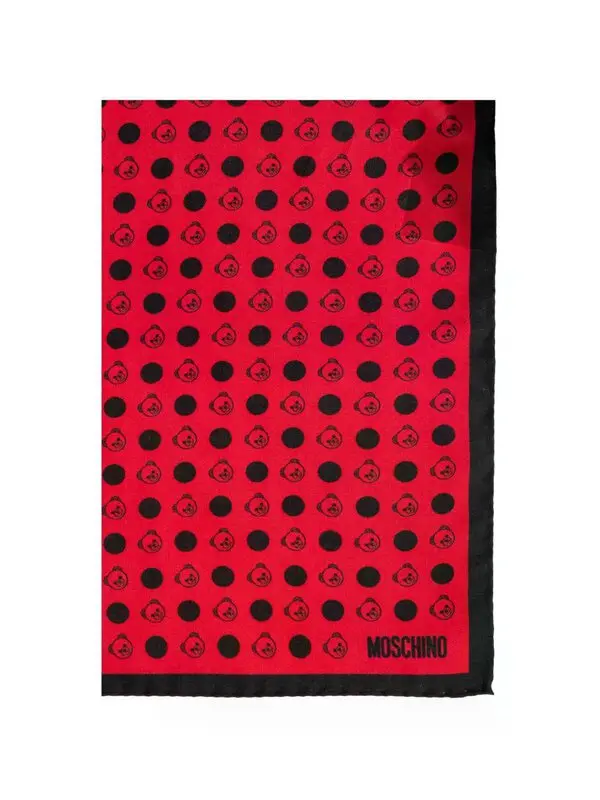 Moschino Teddy Bear Polka-dot Pocket Square - Red