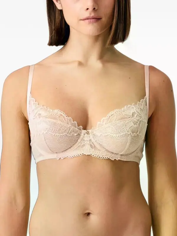 Guess Lace-trim Logo-pattern Bra