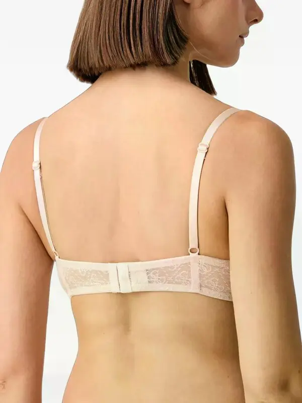 Guess Lace-trim Logo-pattern Bra