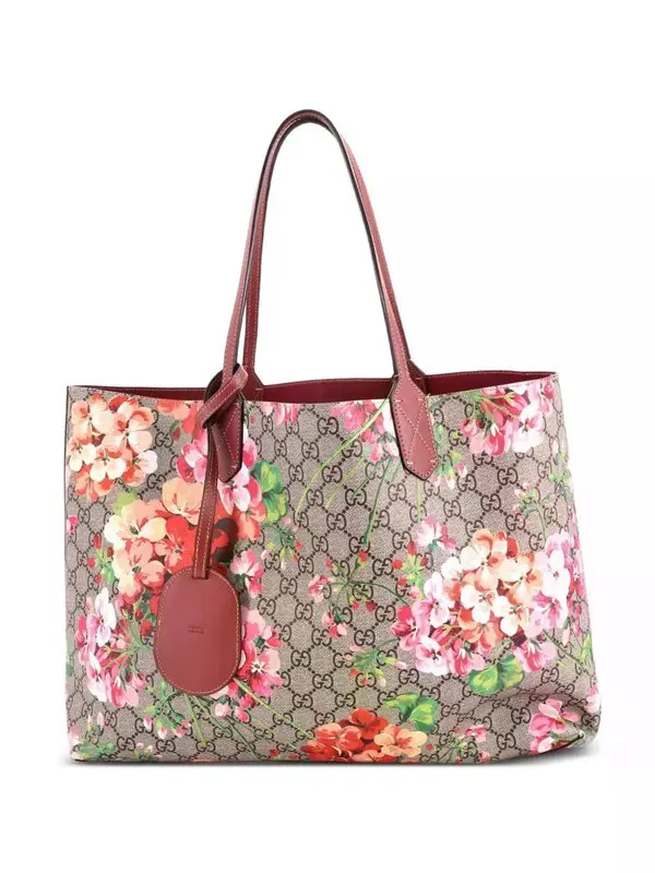Gucci Reversible Blooms Gg Print Leather Medium Tote Bag - Brown