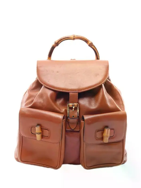 Gucci 2000-2015 Large Calfskin Bamboo Drawstring Backpack