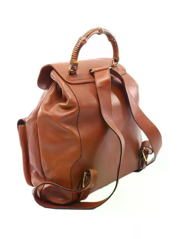 Gucci 2000-2015 Large Calfskin Bamboo Drawstring Backpack