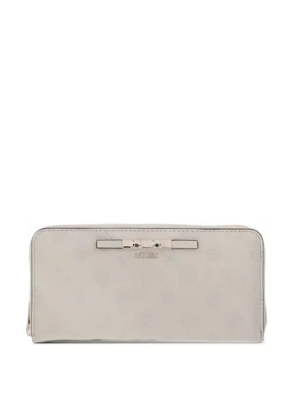 Guess Carmella Logo-debossed Zip-around Wallet - Neutrals