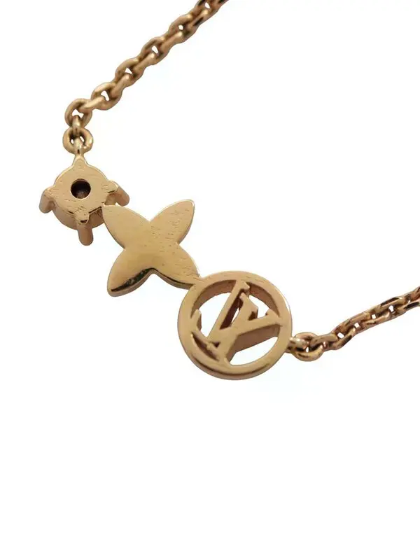 LOUIS VUITTON 2022 Plated Strass Petit Louis Pendant Necklace Costume Necklace