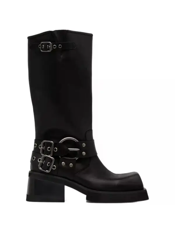 Jeffrey Campbell Fraudulent Buckle-strap Square-toe Boots