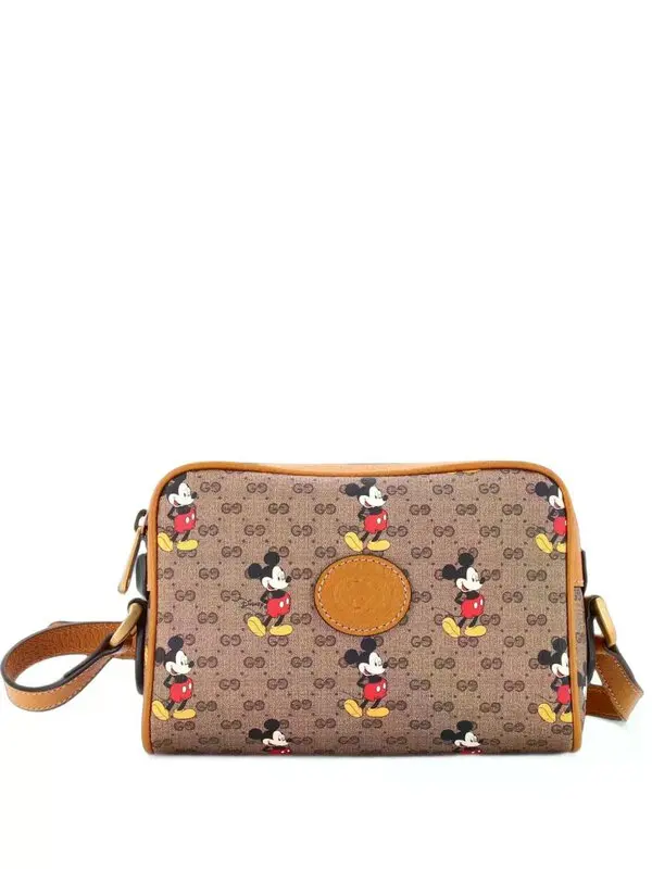 Gucci Disney Mickey Mouse Shoulder Bag Printed Mini Gg Coated Canvas Mini Crossbody Bag - Brown