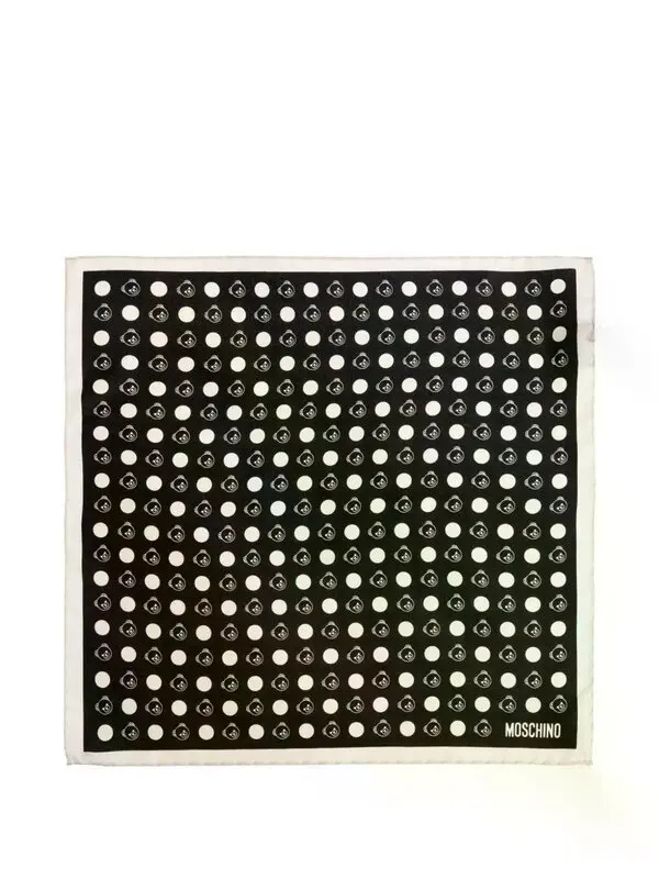 Moschino Teddy Bear Polka-dot Pocket Square - White