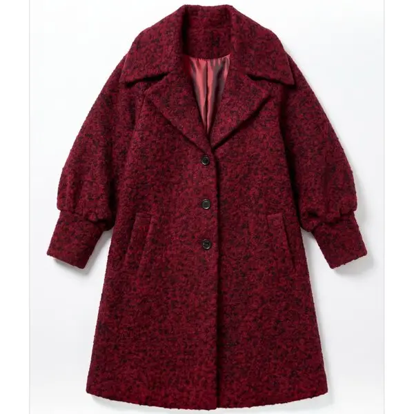 LOUCHE Mischa Boucle Statement Sleeve Coat Merlot - Red