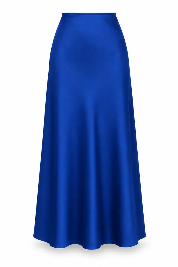 CARLOSLINES Trumpet Bias Skirt In Cobalt Solid - Blue