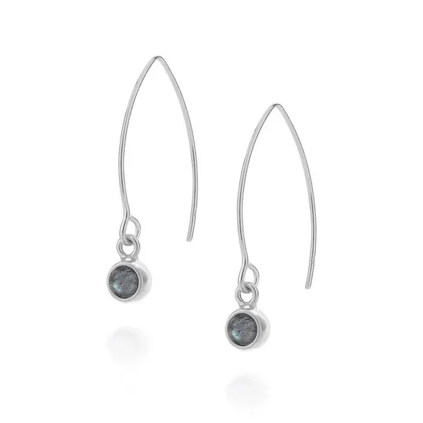 NELLOU JEWELLERY Labradorite Gem Dot Arc Earrings - Silver