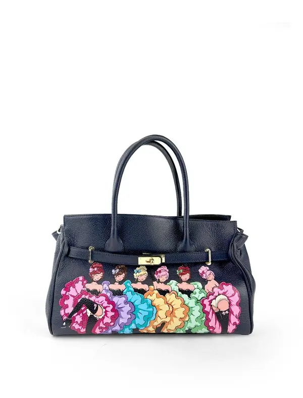 MAISON RUBAIYAT Bobbie Hand-painted Leather Structured Tote Bag – Moulin Rouge