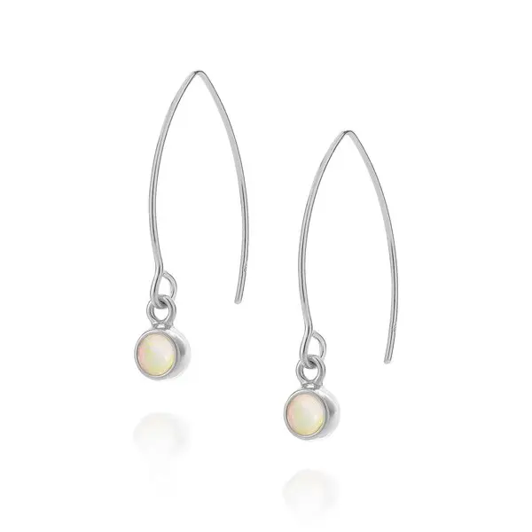 NELLOU JEWELLERY Ethiopian Opal Gem Dot Arc Earrings - Silver