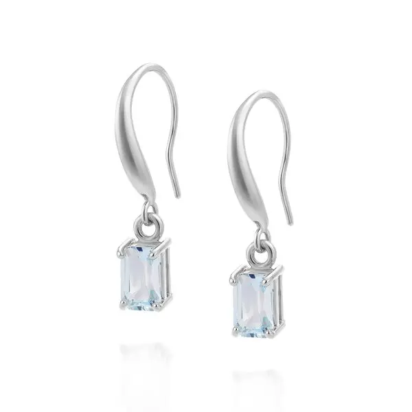 NELLOU JEWELLERY Blue Topaz Octavia Drop Earrings - Silver