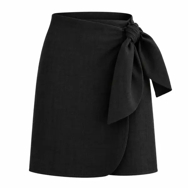 IDYLLO Linen Mini Wrap Skirt