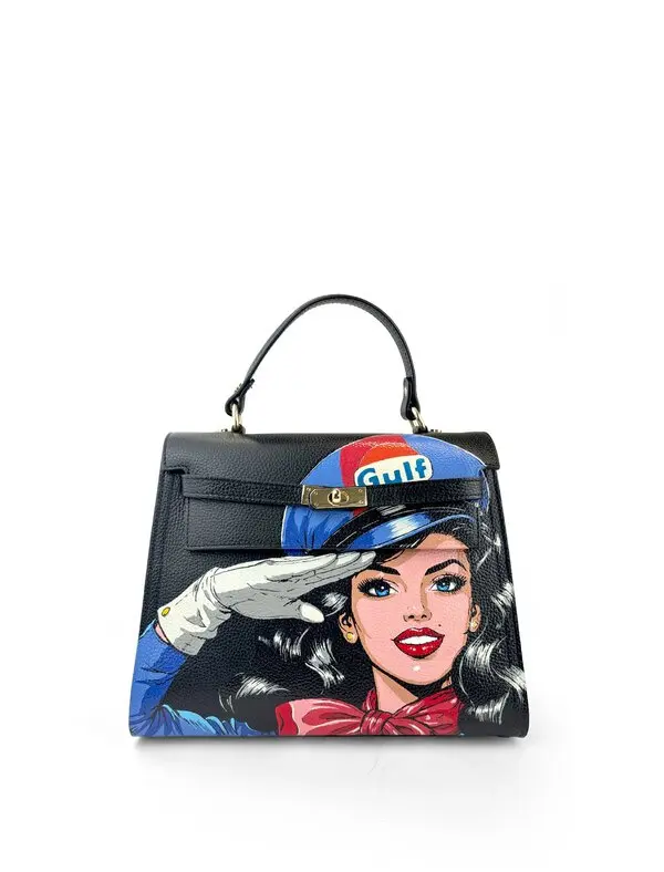 MAISON RUBAIYAT Lulu Hand-painted Leather Top Handle Bag – Gulf