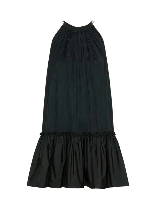 Max Mara Short Sleeveless Dress In Pleated Taffeta - Black