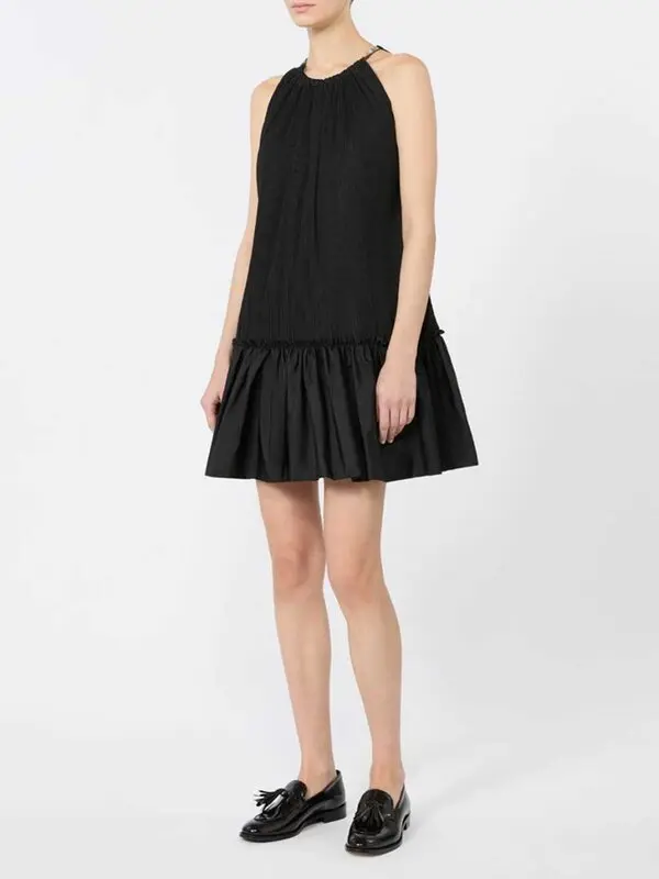 Max Mara Short Sleeveless Dress In Pleated Taffeta