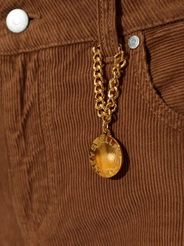 Stella McCartney Corduroy Trousers With Logo Charm