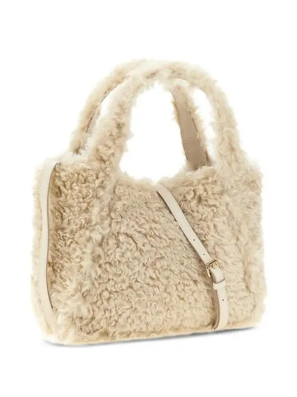 Stella McCartney Shearling-effect Tote Bag With Logo - Multicolor