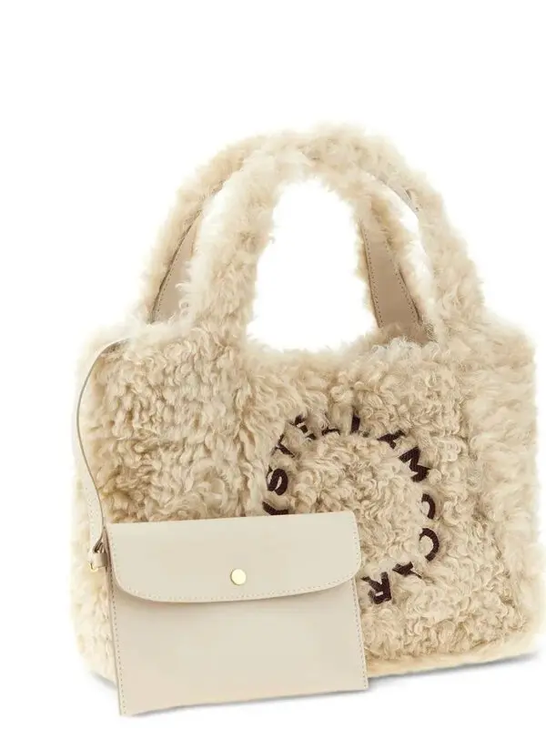 Stella McCartney Shearling-effect Tote Bag With Logo - Multicolor