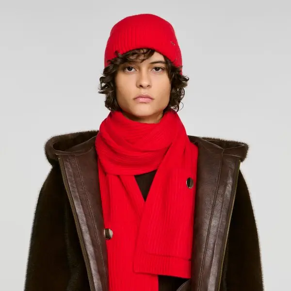 Sandro Wool And Cashmere Scarf - Red