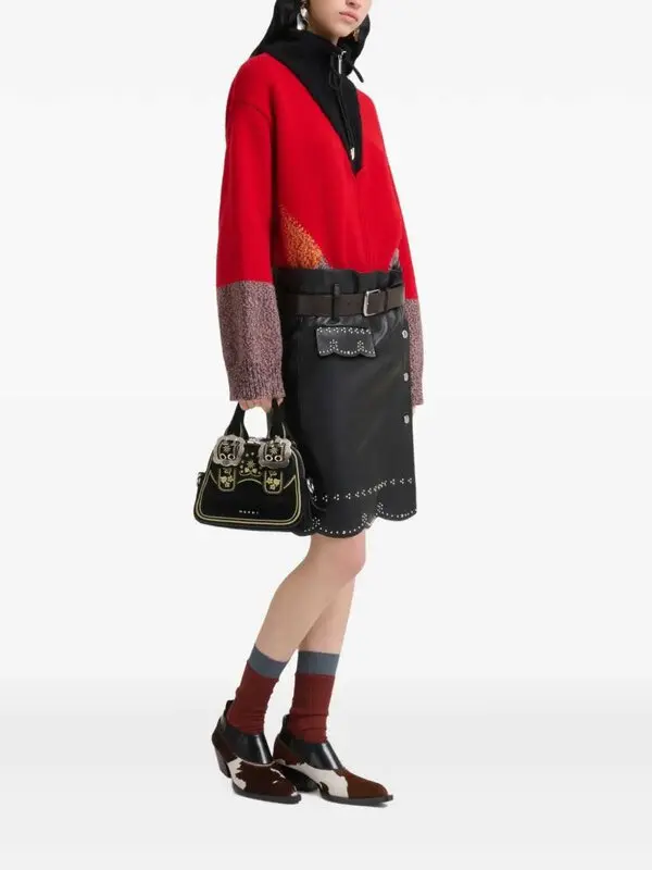 Marni Leather Skirt With Micro-studs