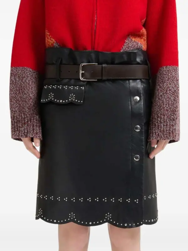 Marni Leather Skirt With Micro-studs