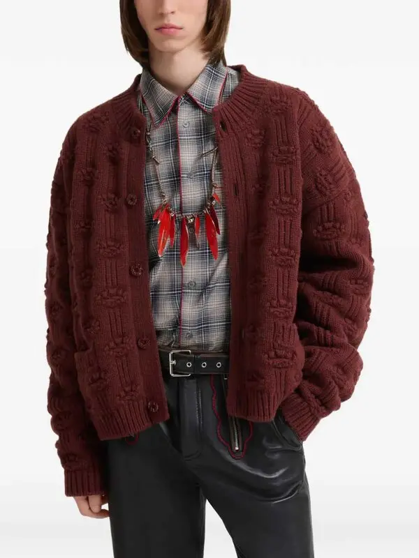 Marni Brown Wool And Cashmere Fisherman Cardigan