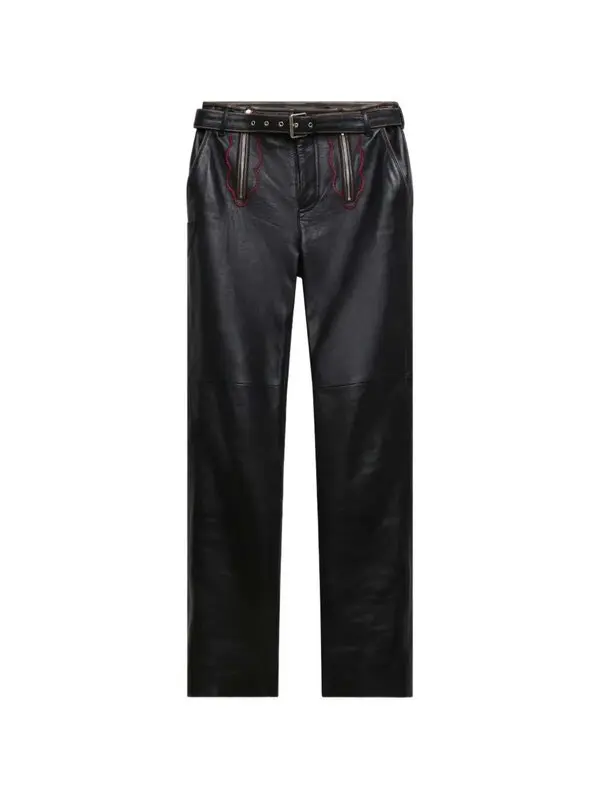 Marni Leather Trousers With Embroidered Inserts