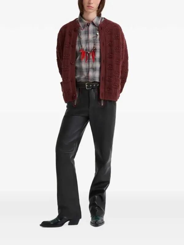 Marni Leather Trousers With Embroidered Inserts